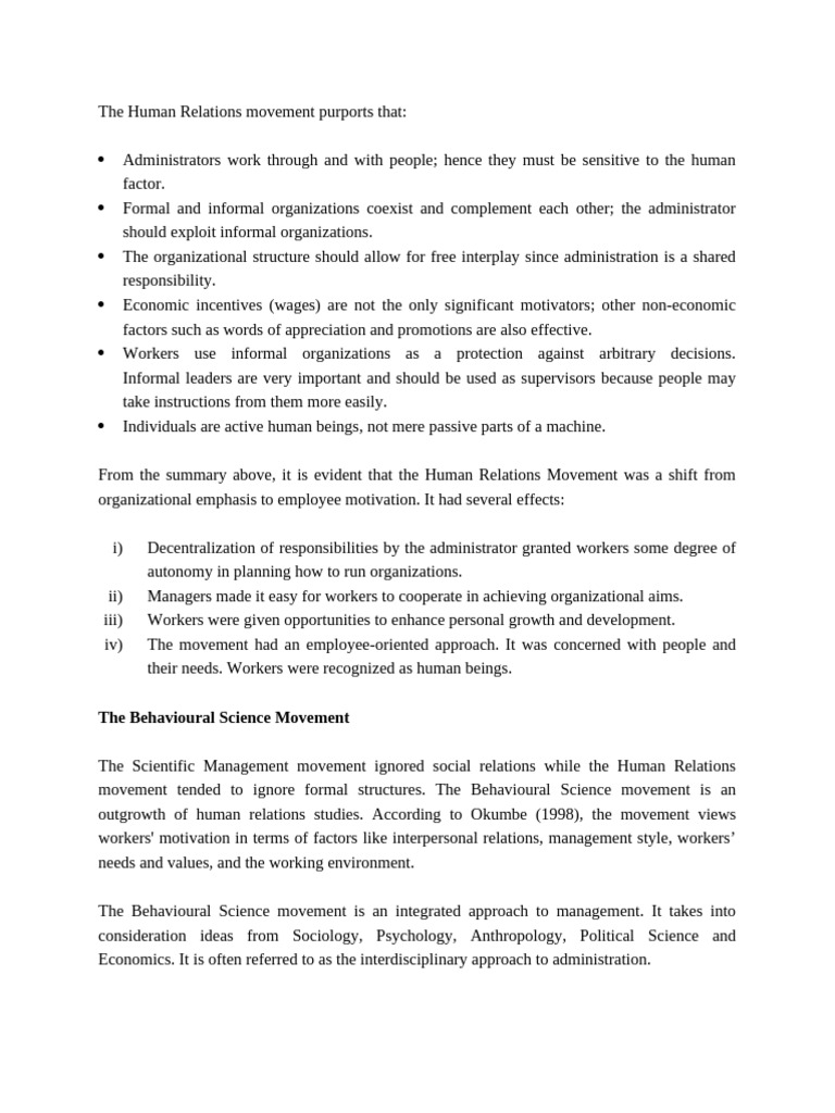 The Human Relations Approach | PDF | Teachers