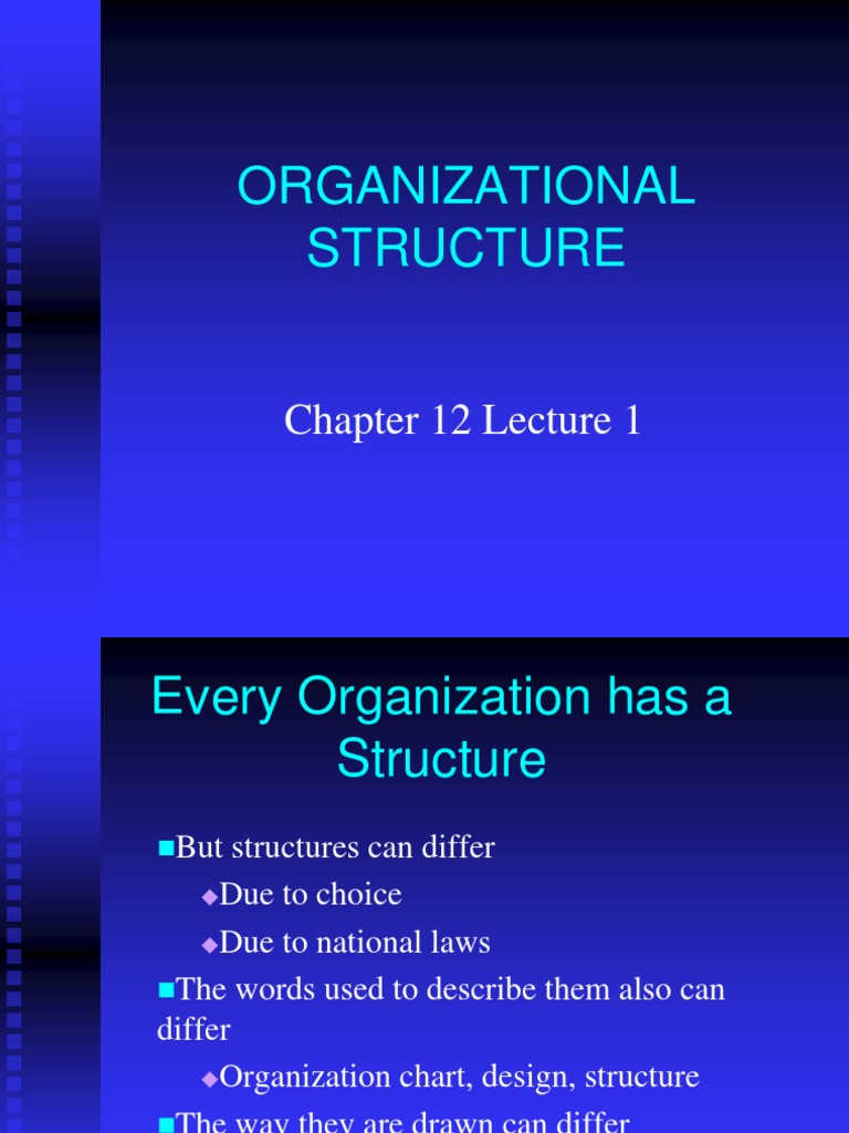 Chapter 12 Lecture 1 Organizational Structure | PDF | Chief Executive ...