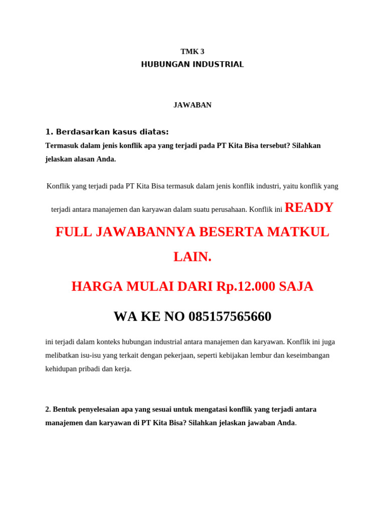 TMK 3 Hubungan Industriall | PDF