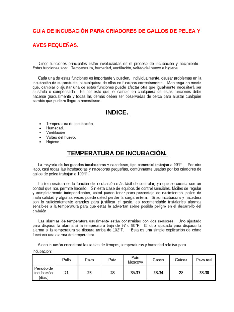 Zoologia - Aves de Granja - Guía de Incubación para criadores | PDF ...
