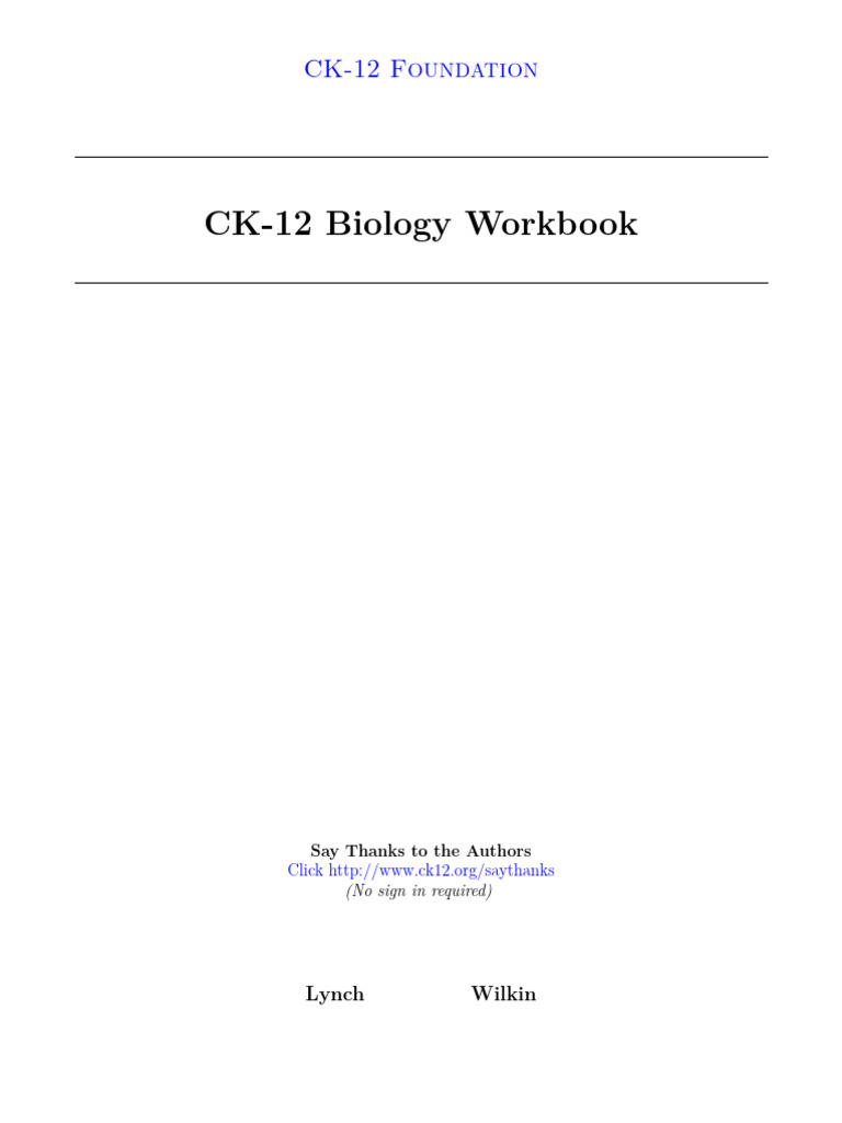 CK 12 Biology Workbook | PDF | Chemical Reactions | Biochemistry