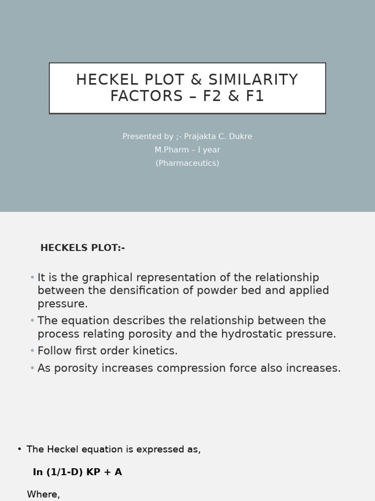 Heckel Plot & Similarity Factors - f2 & | PDF | Deformation ...