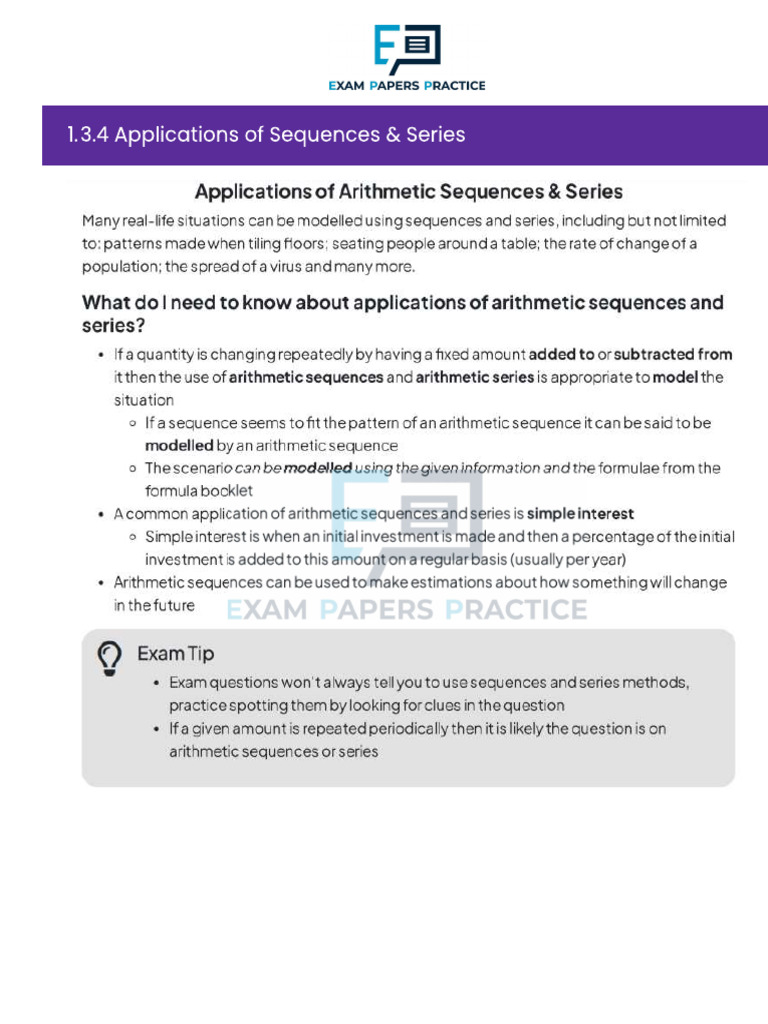 Notes On Finacial Application of Series & Sequences | PDF