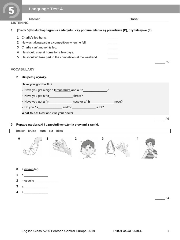 EC_A2_Tests - Language Test 5A | PDF