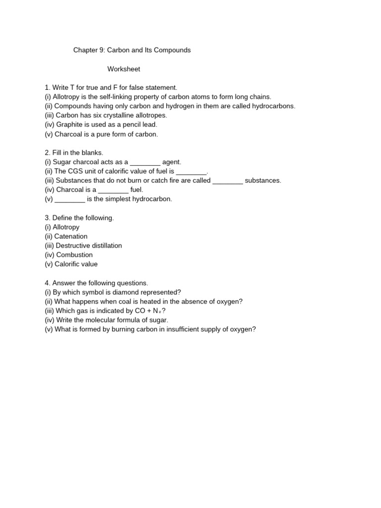 Class 8 Chem Worksheet | PDF