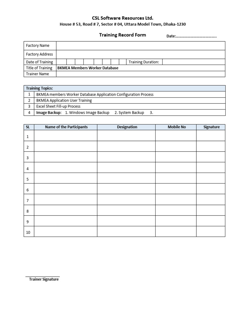 BKMEA Training Document | PDF