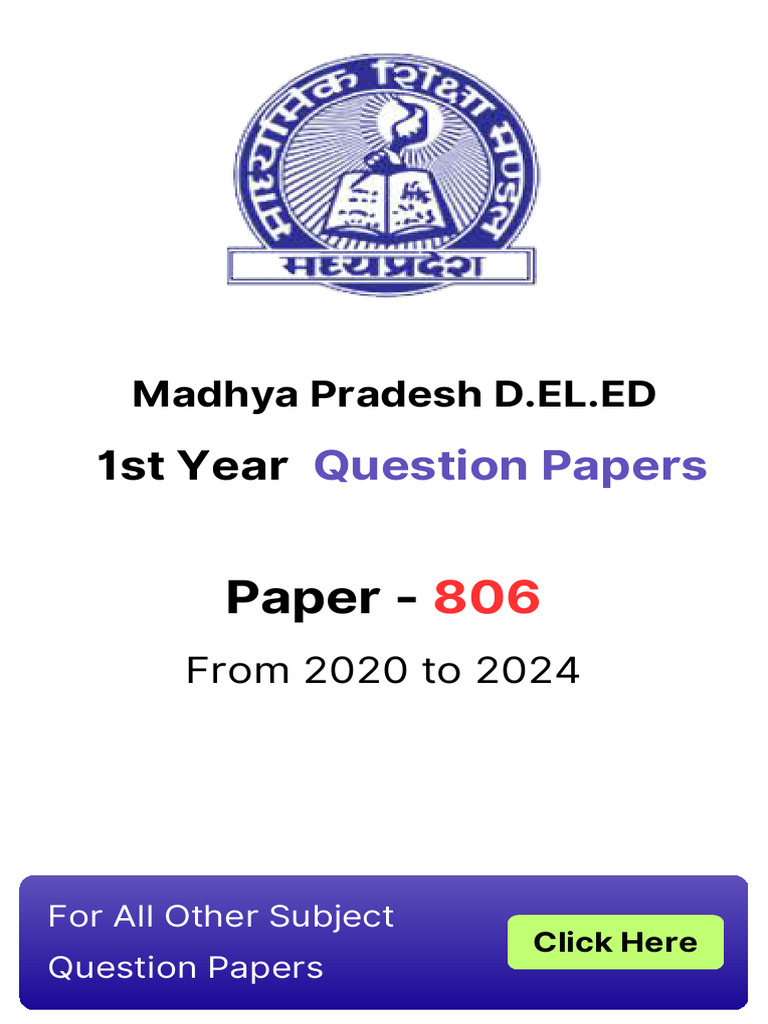 MP D.EL.ED 1st Year Question Papers | PDF