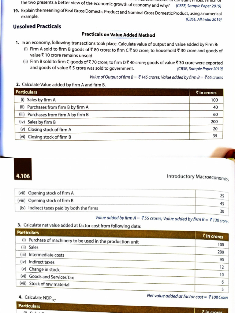 Class 12 Macro Economics Ch3 Practical Questions | PDF