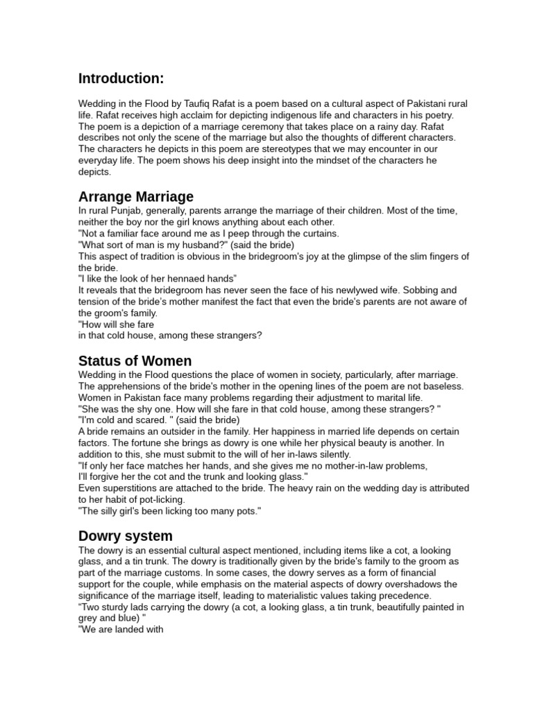 Wedding in Thee Flood Analysis | PDF | Wedding | Bride