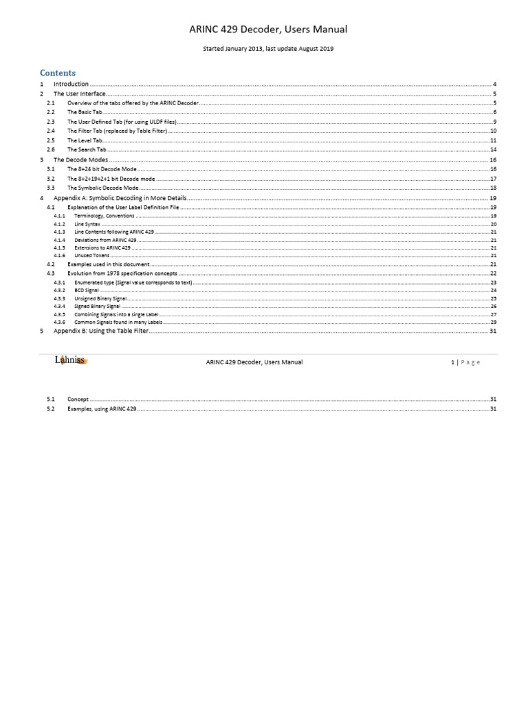 ARINC 429 Decoder - Users Manual | PDF | Binary Coded Decimal | Bit
