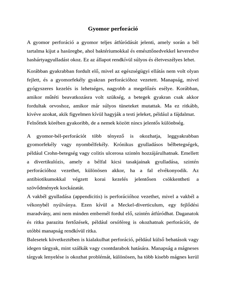BB - Gyomor Perforáció | PDF