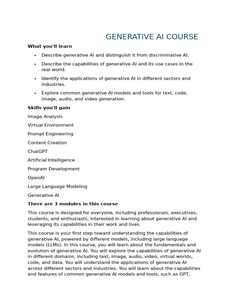 Generative Ai Course Pdf