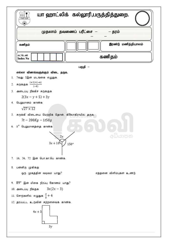Gr8 Ta Mathematics 2020 Term 1 3 | PDF