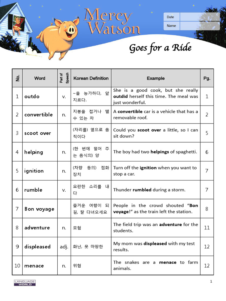 2-2 Mercy Watson Goes For A Ride - WL | PDF