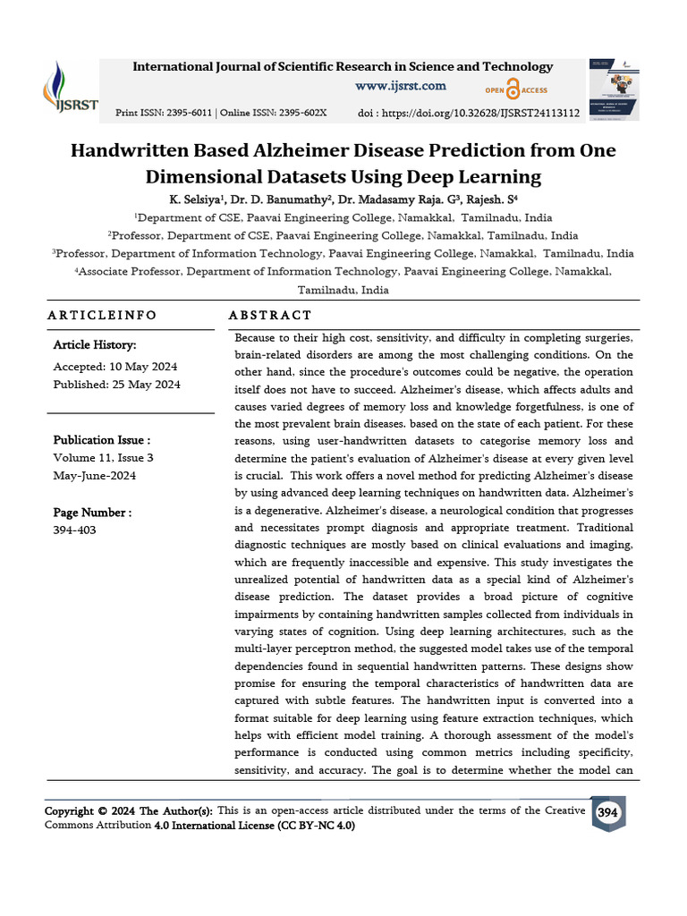 Hand Written Based-Selsia | PDF | Alzheimer's Disease | Deep Learning