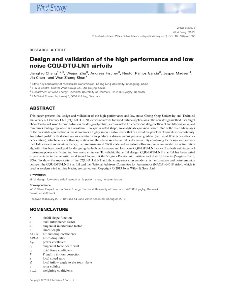 Cheng Jiangtao Design and Validation of The High | PDF | Airfoil | Lift (Force)