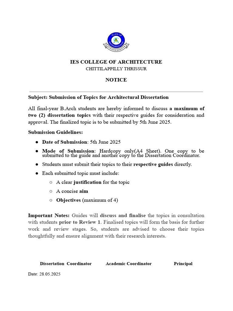 1.dissertation Topic Submission Notice | PDF