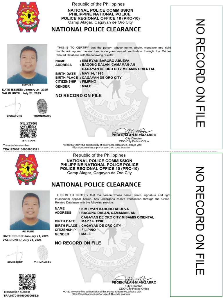 National Police Clearance Certificate | PDF | Authentication | Access ...