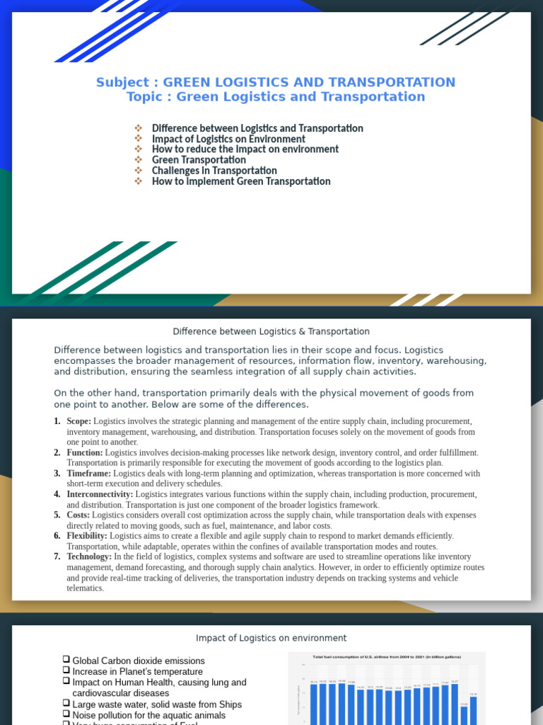 Green Logistics and Transportation | PDF | Sustainability | Transport