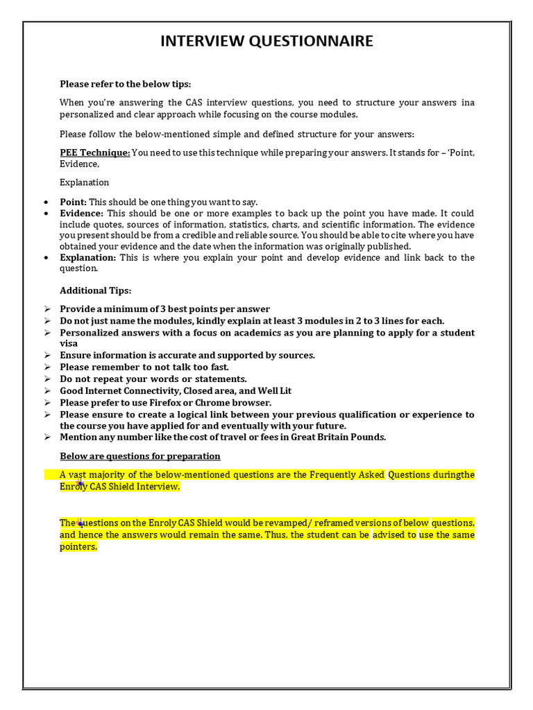 CAS Interview Preparation for Sunderland | PDF | University | Cost Of ...
