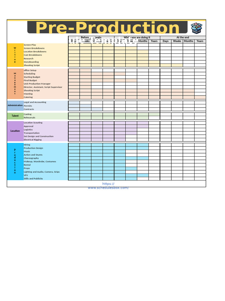 Pre Production Schedule Template | PDF