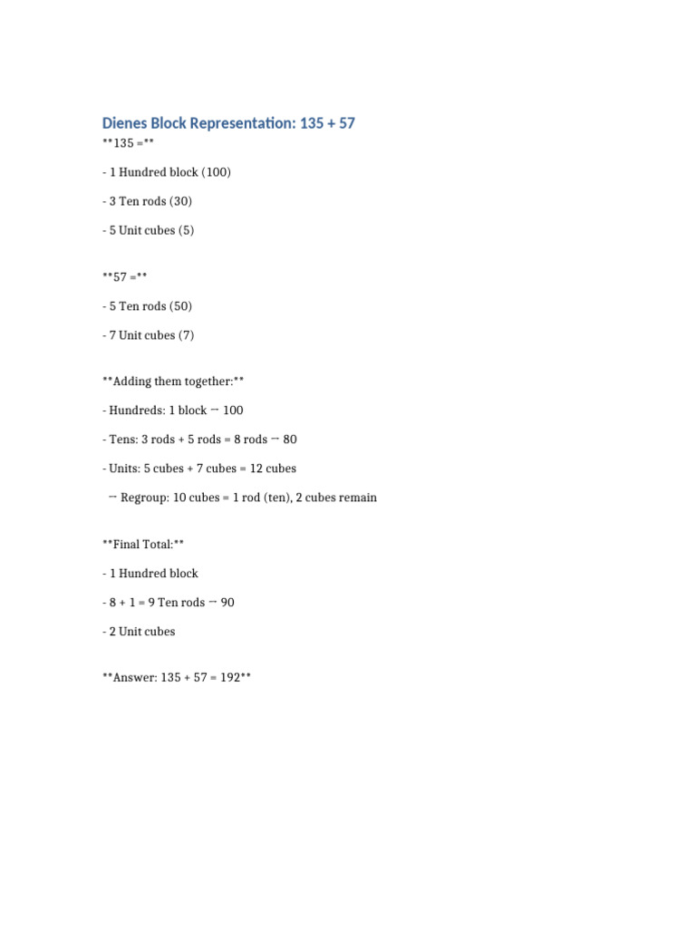 Dienes Block 135 Plus 57 | PDF