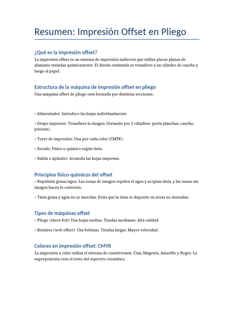 2.resumen Impresion Offset | PDF | Color | Impresión