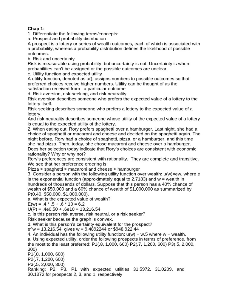 Key Concepts in Risk and Utility Theory | PDF | Financial Risk | Risk ...