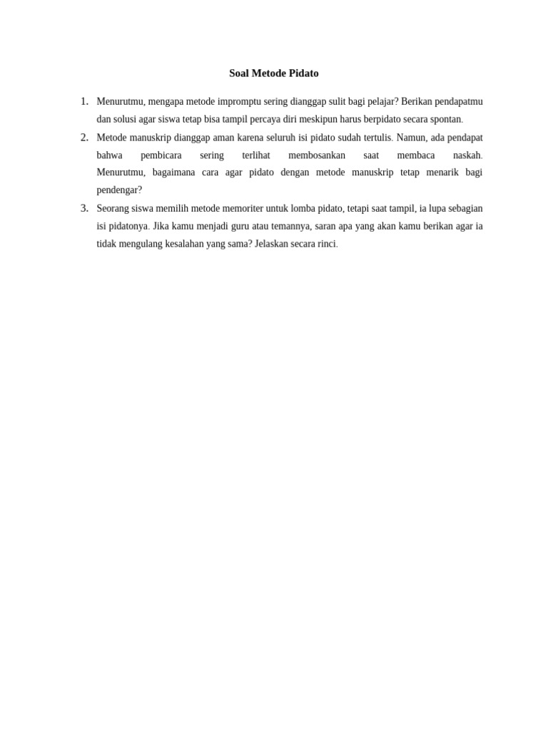 Metode Pidato: Tantangan dan Solusi | PDF