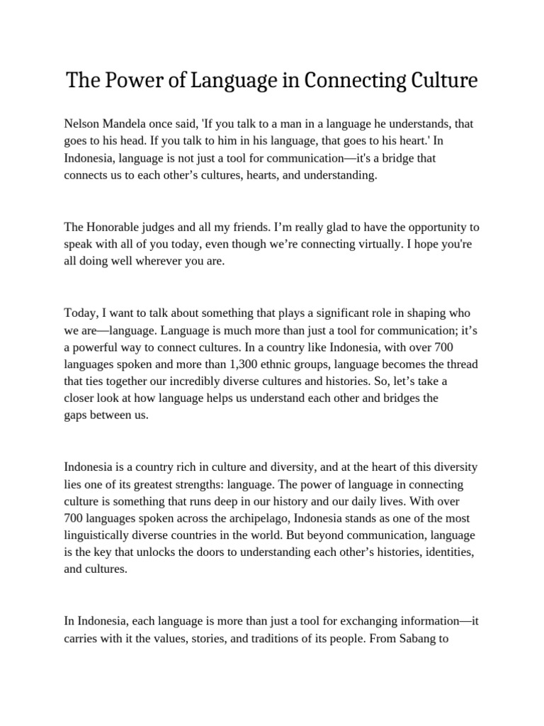 The Power of Language in Connecting Culture | PDF | Indonesia ...