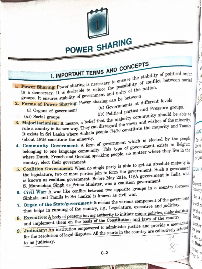 Important Terms Civics Chapter 1 Class10th | PDF