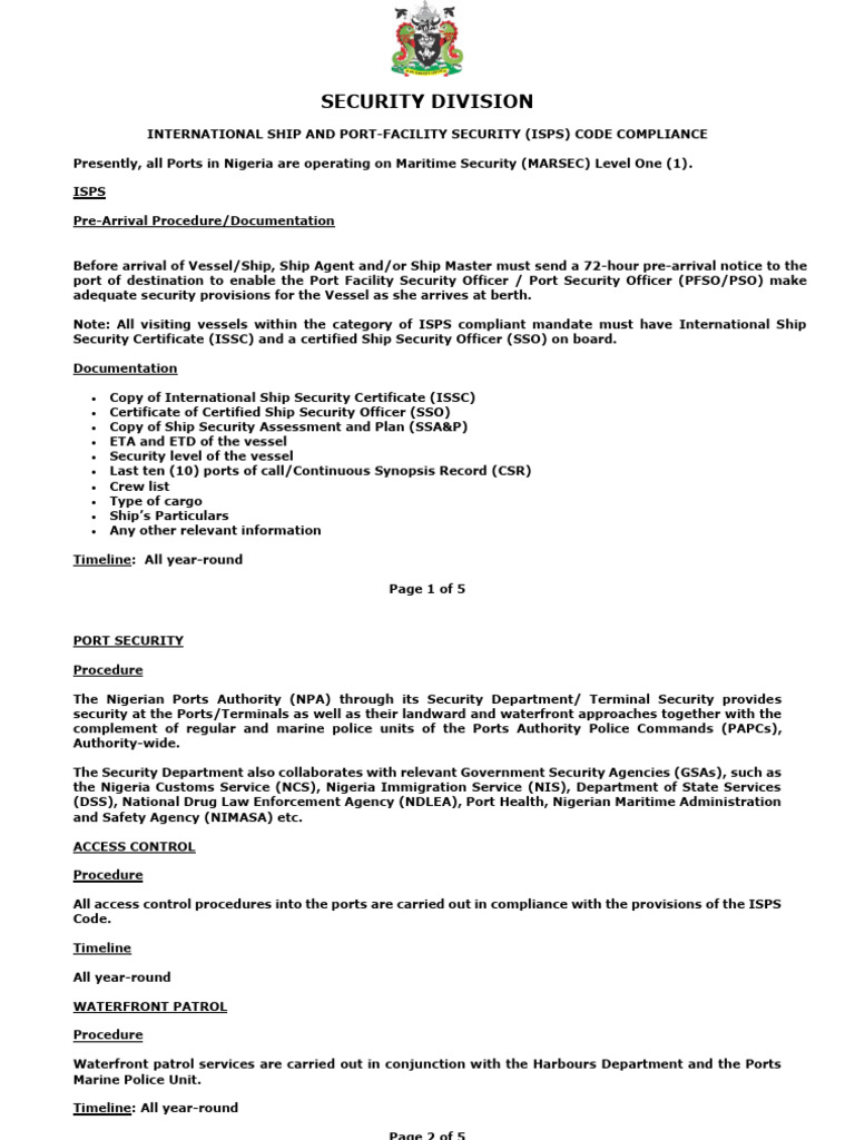 Security Division International Ship and Port Facility Security Isps ...