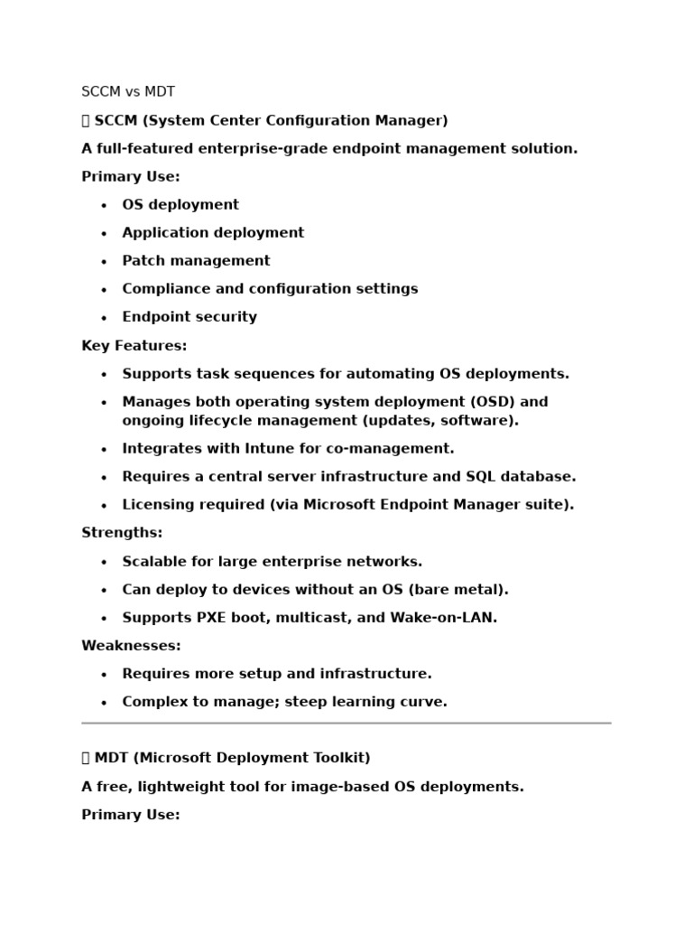 SCCM Vs MDT | PDF | Computer Engineering | Computing