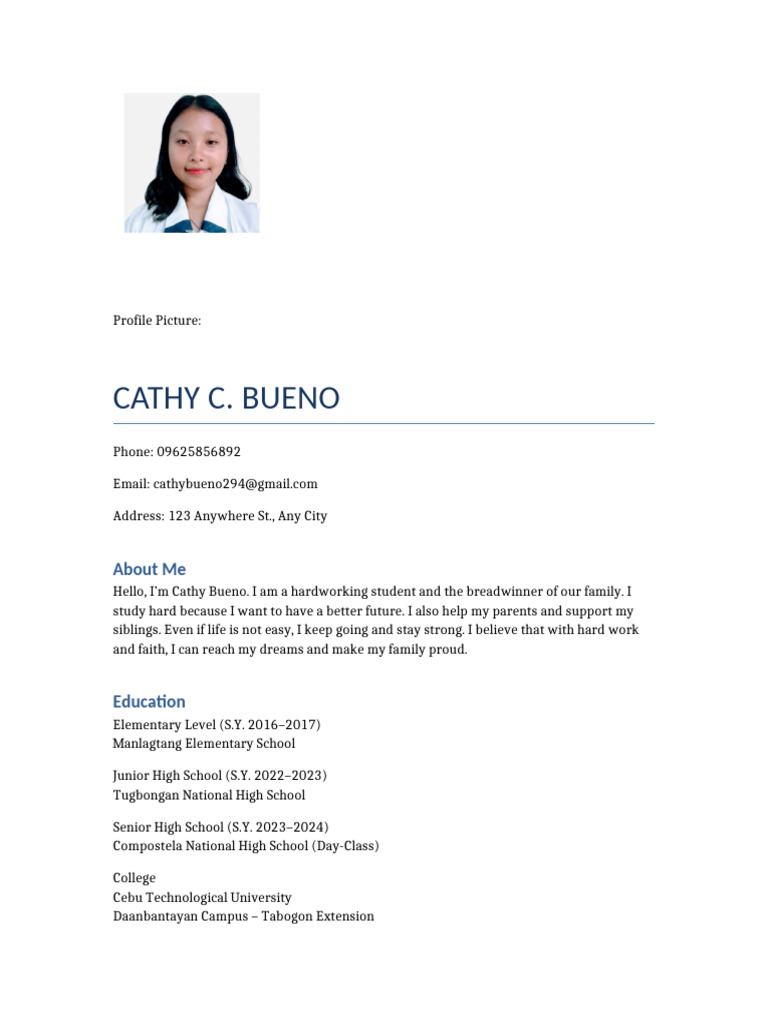 Cathy_Bueno_Resume_New_With_Photo | PDF