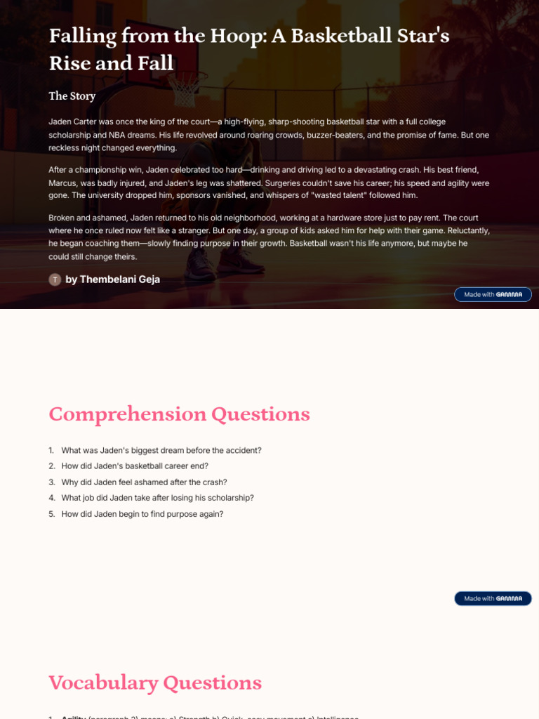 Falling From The Hoop A Basketball Stars Rise and Fall | PDF | Adverb ...