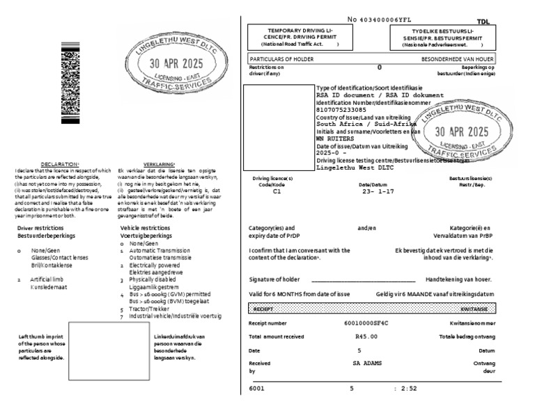 Temporary Driving Permit Details | PDF