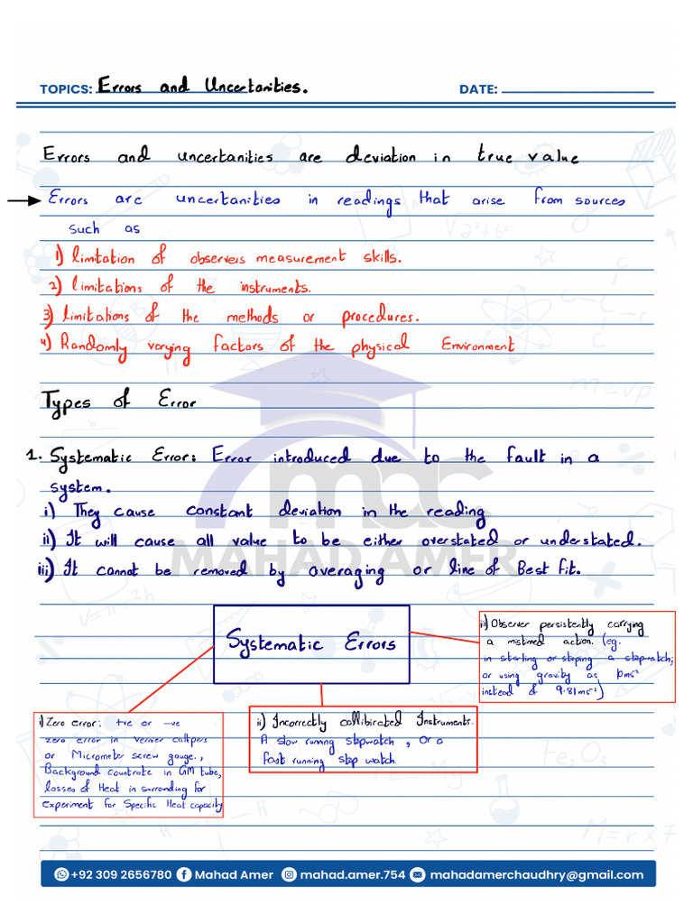 Errors and Uncertanity 2025 | PDF | Observational Error | Accuracy And Precision