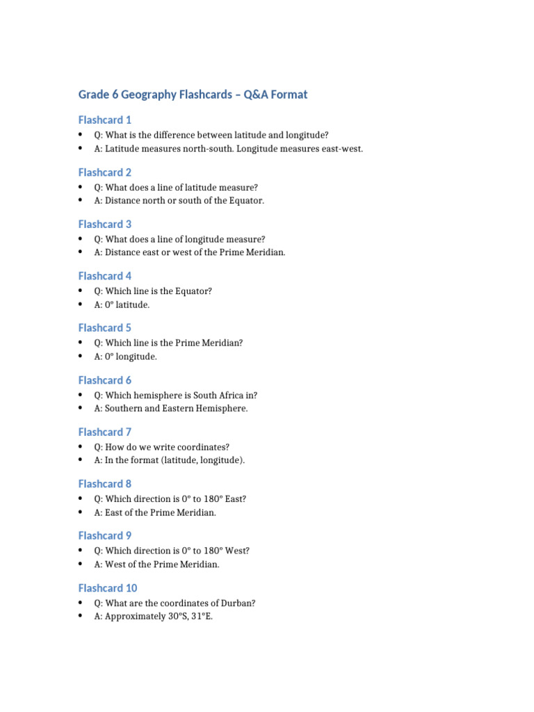 Year 6 Geography Q&A Flashcards | PDF | Rainforest | Forests
