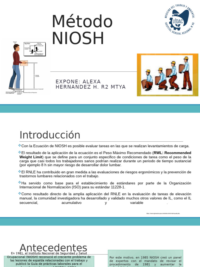 Método NIOSH | PDF | Ecuaciones | Frecuencia