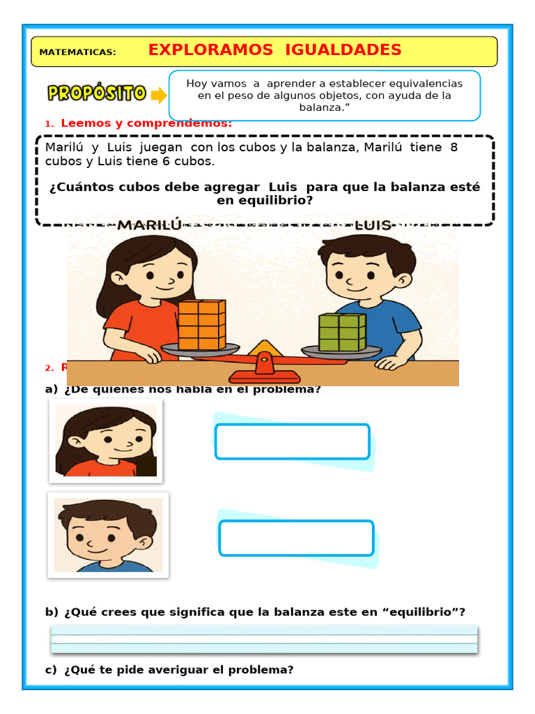 U3 S2 Ficha Mat Exploramos Igualdades | PDF