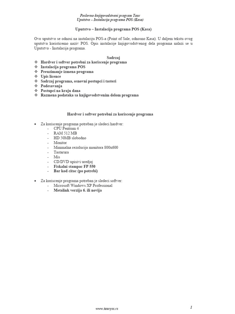 2 Uputstvo - Instalacija Programa POS - Kasa | PDF