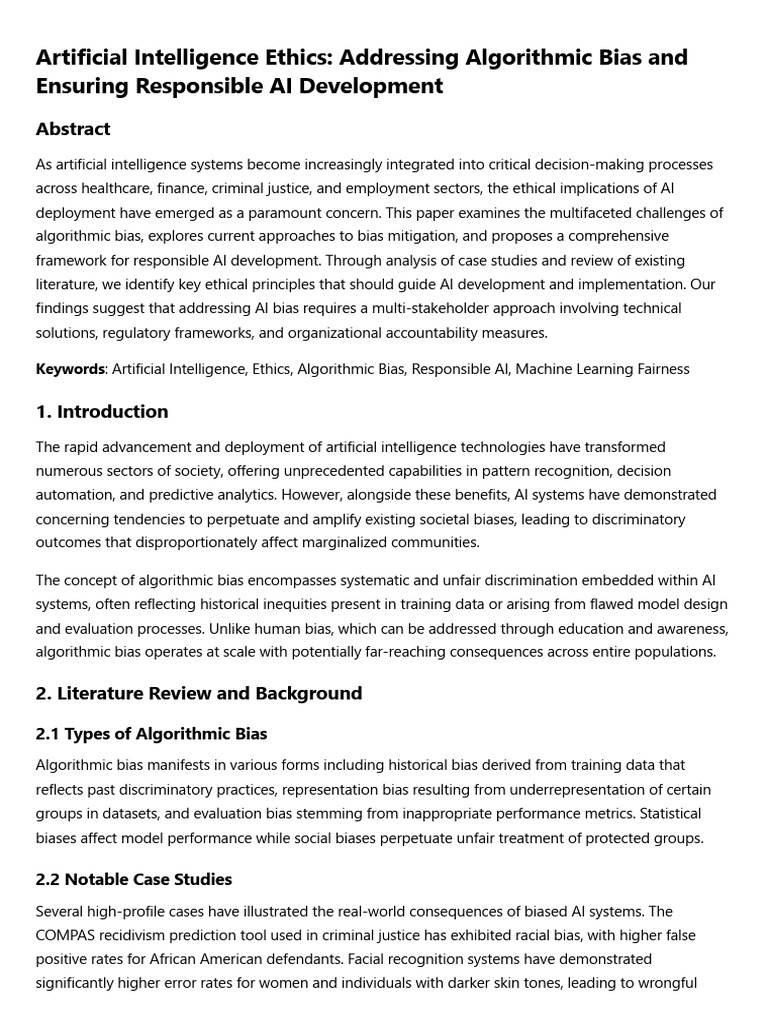 AI Ethics: Mitigating Algorithmic Bias | PDF | Artificial Intelligence ...