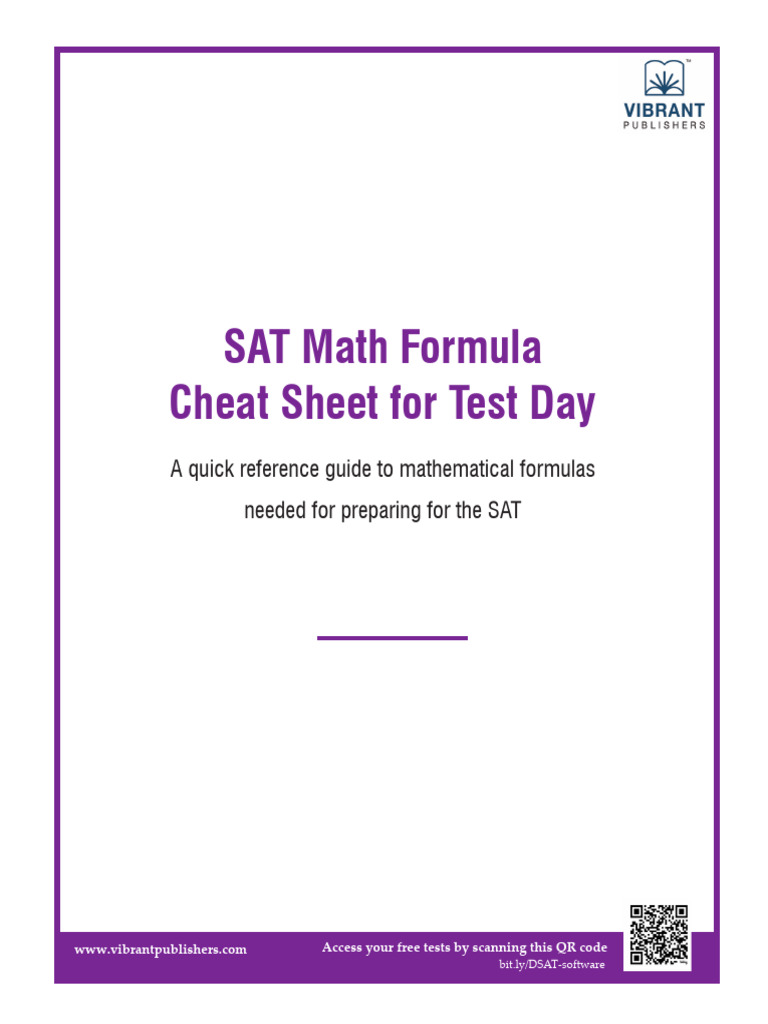SAT Math Formula Cheat Sheet Guide | PDF | Quadratic Equation | Line ...