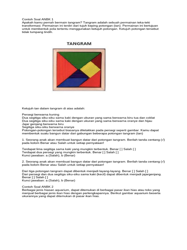 Contoh Soal ANBK Kelas 5 dan 6 | PDF