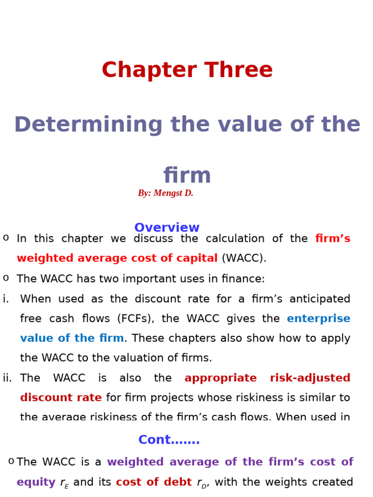 Calculating Firm Value and WACC | PDF | Cost Of Capital | Capital Asset ...