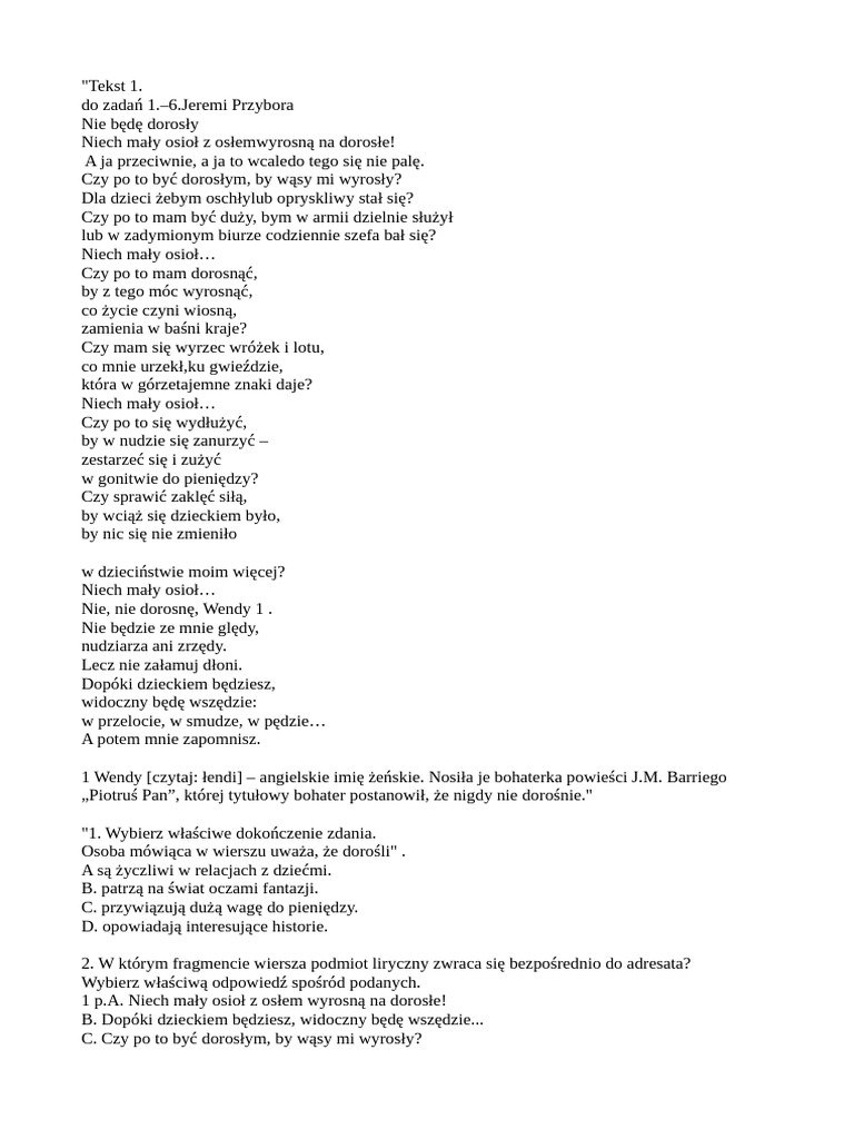 Sprawdzian - Polski | PDF