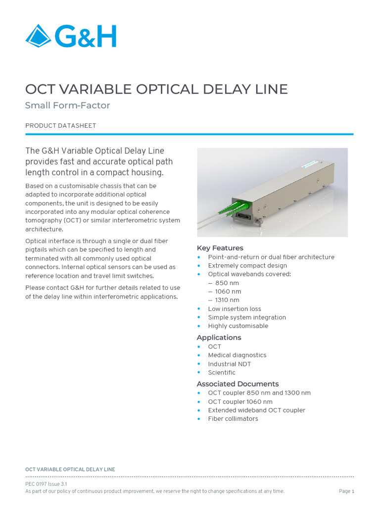 PEC 0197i3-1 - OCTVariableOpticalDelayLine - March2022 | PDF | Optical ...