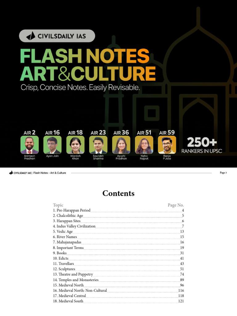 Art and Culture - Flash Notes UPSC Prelims Special | PDF