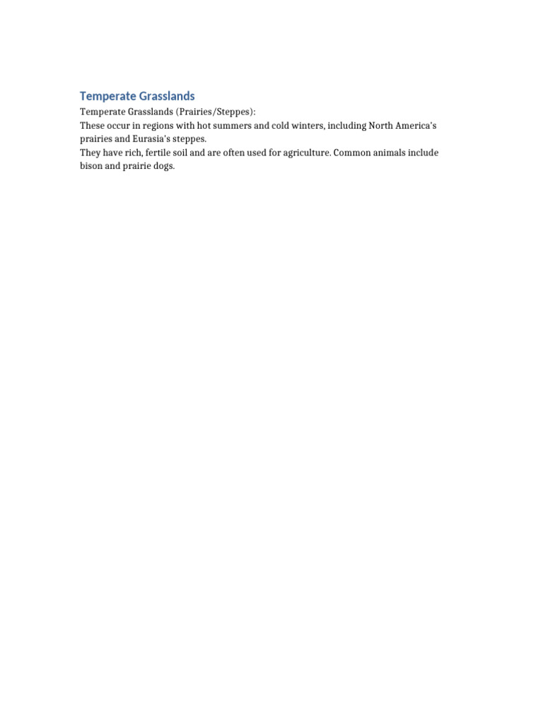 Overview of Temperate Grasslands | PDF