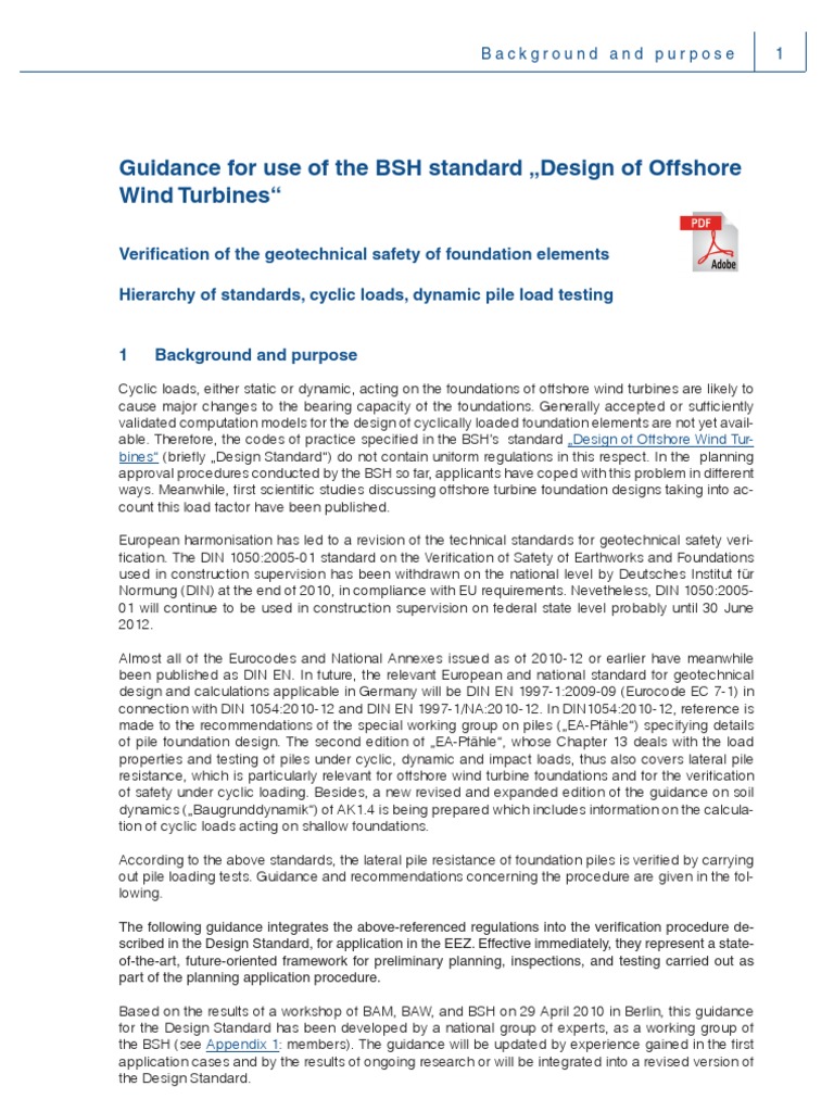 Guidance For Use of The BSH Standard Design of Offshore Wind Turbines ...
